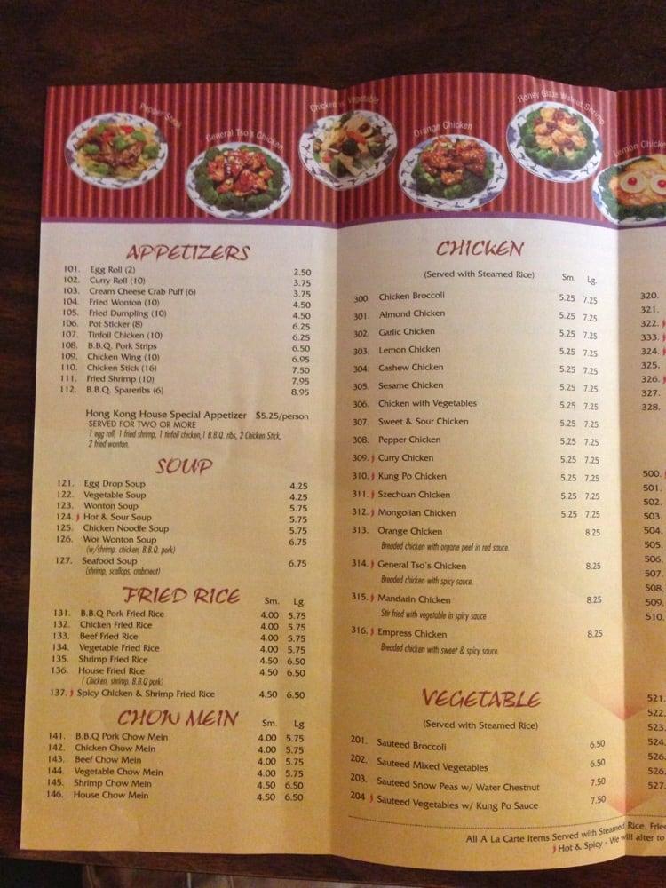 Menu at Hong Kong House Restaurant, Ceres