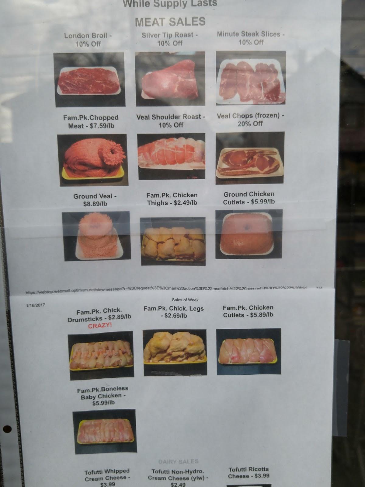 Menu at I & D Glatt Kosher Food Market restaurant, West Hempstead