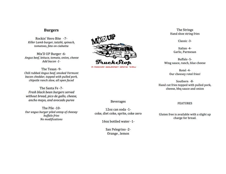 Menu at Mix'D Up Burgers restaurant, Atlanta, 313 Boulevard SE