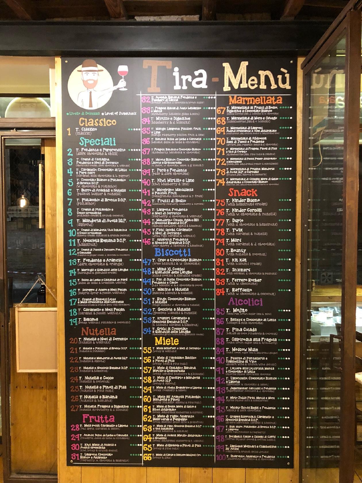 Menu at Mr. 100 Tiramisù pub & bar, Rome