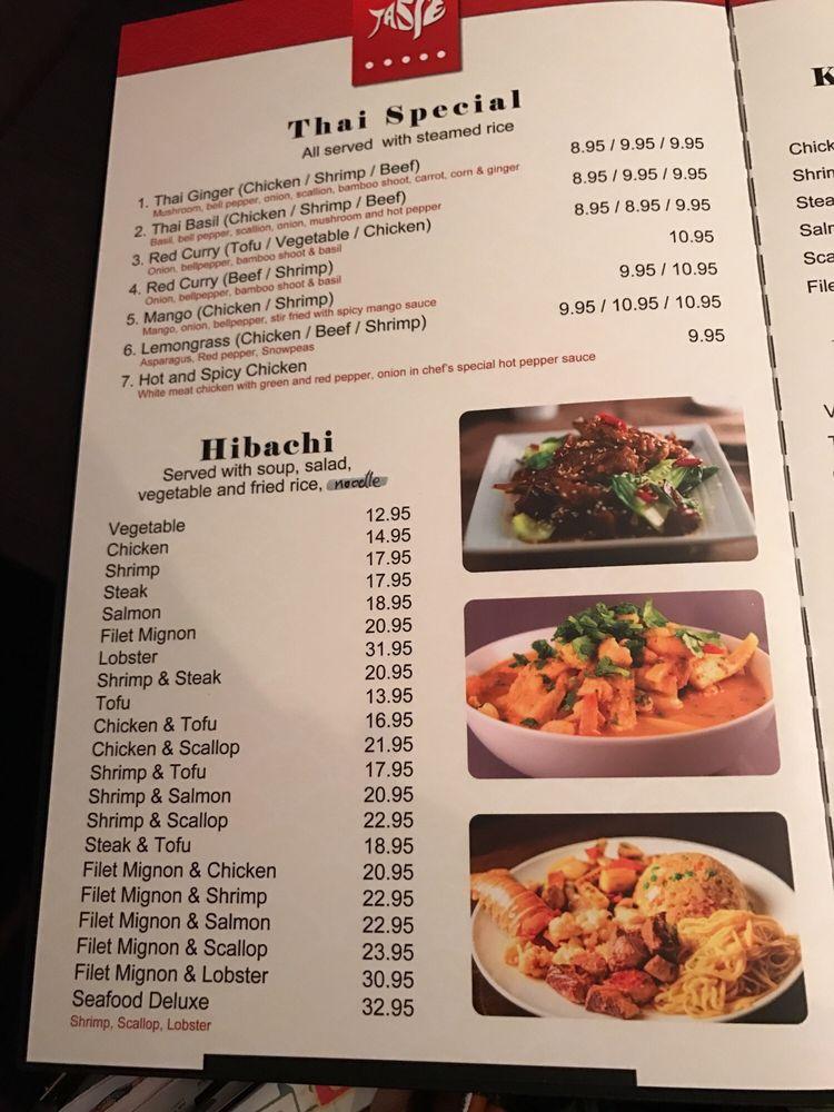 Menu at Taste of Asia restaurant, Elmira Heights