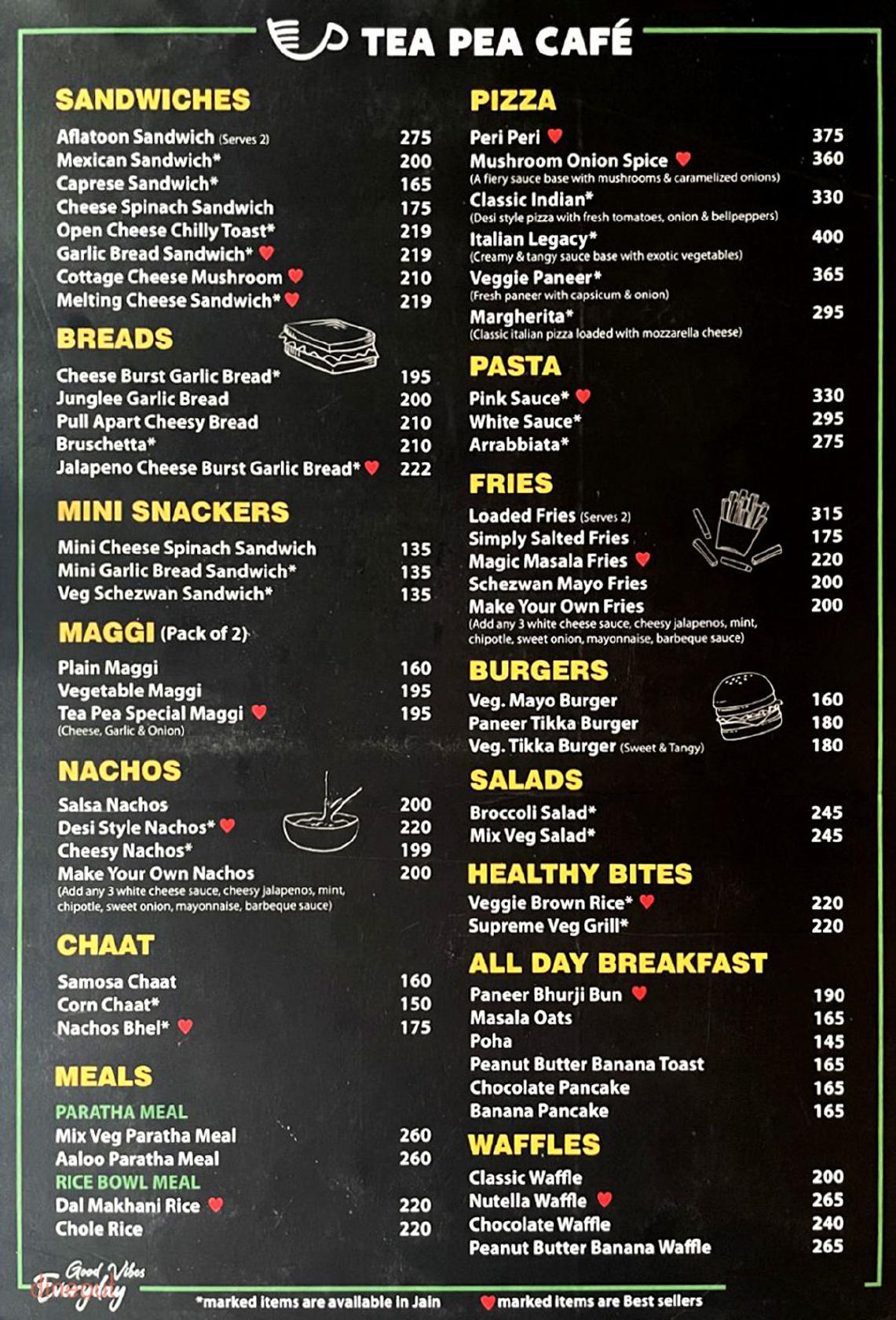 Menu at Tea Pea Café Best Cafe in Pune, Pimpri-Chinchwad