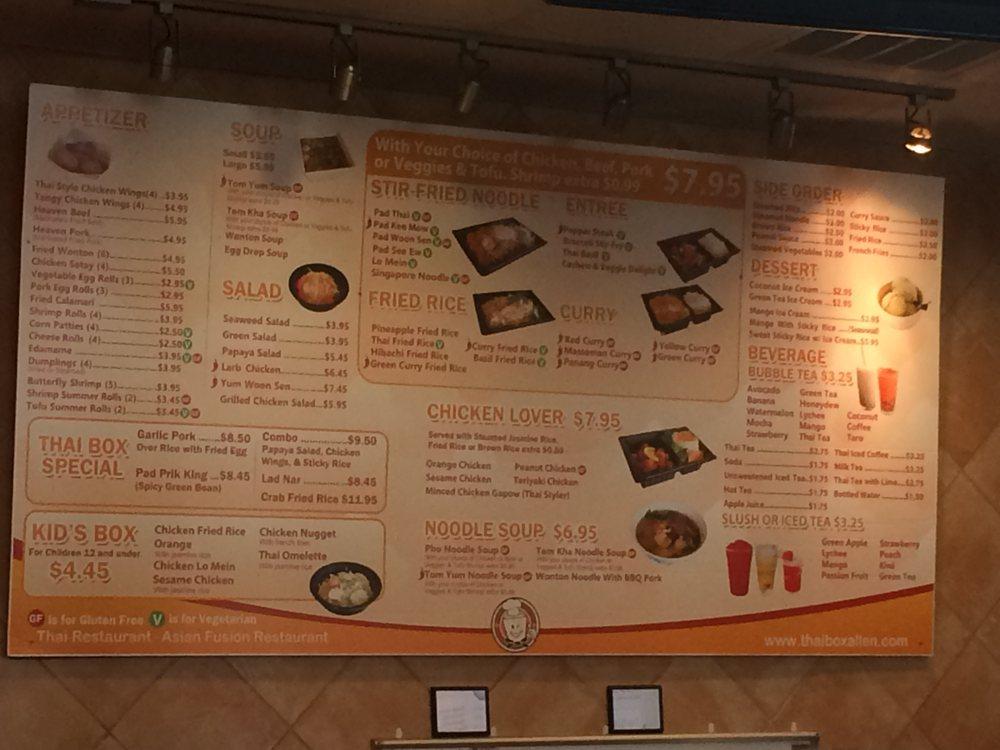 Menu at Thai Box (Allen, TX) restaurant, Allen, 190 E Stacy Rd #1410