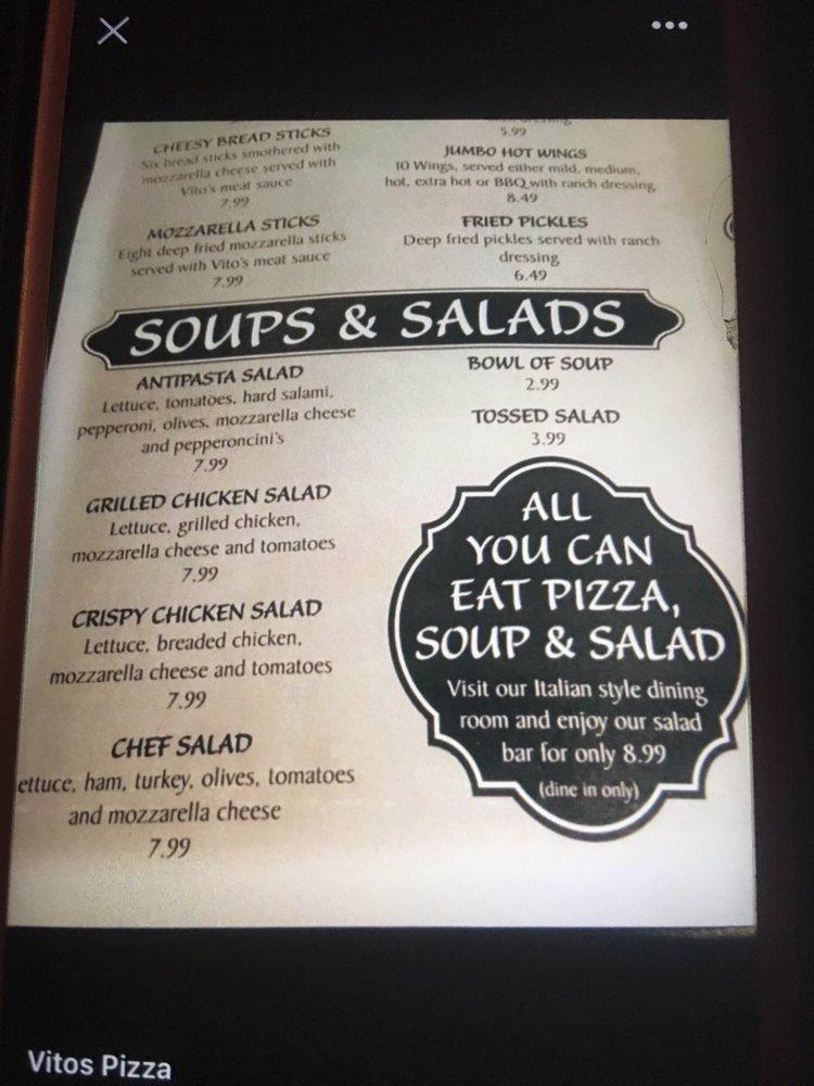 Menu at Vito's Pizza pizzeria, Bullhead City, AZ-95