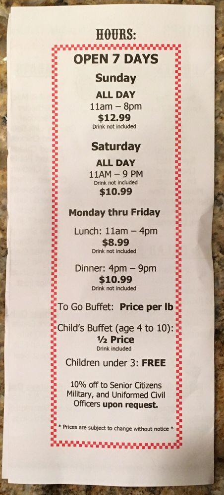Menu at Grandsons Buffet Hope Mills restaurant, Hope Mills
