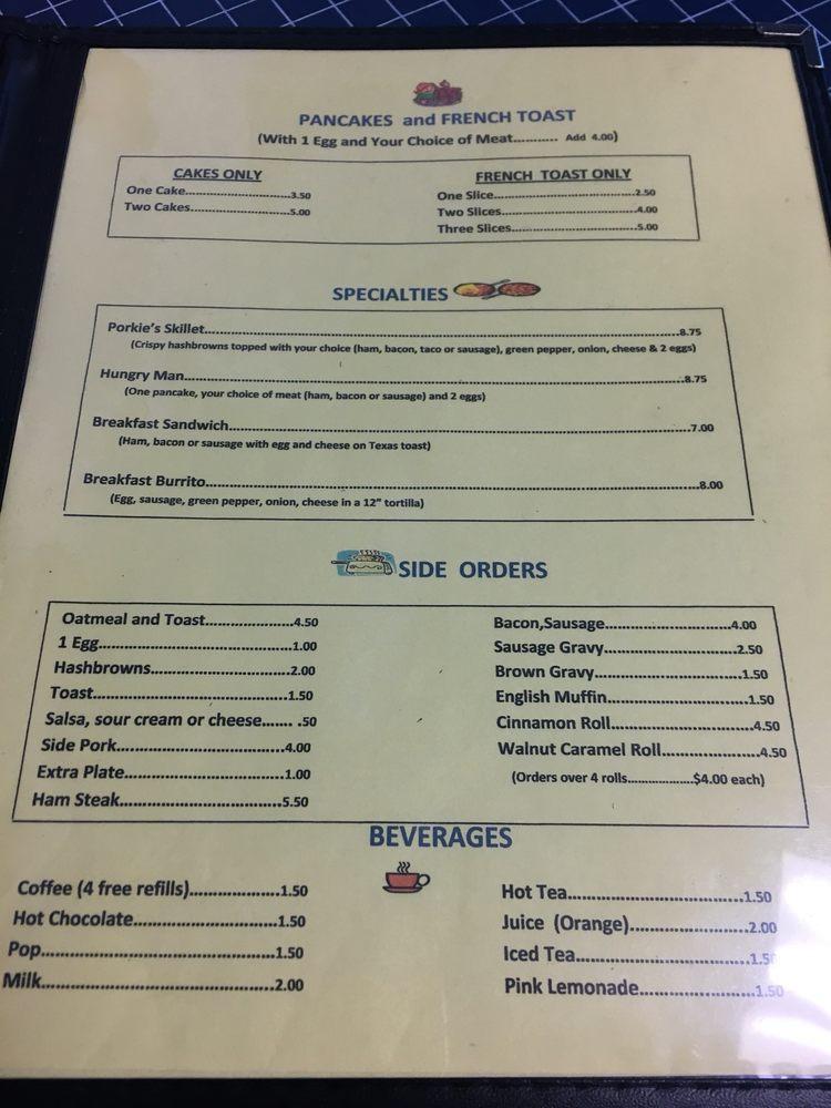 Menu at Hog Wild Cafe, Billings