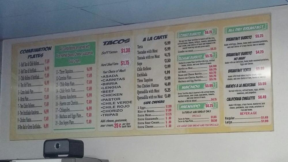 Menu at Las Marias restaurant, Monrovia