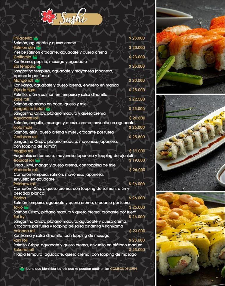 Menu at Sakura restaurant, Bogotá, Cra. 71c #49 sur # 8