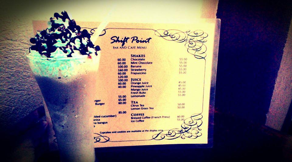 Menu at Shift Point Bar and Cafe, La Trinidad