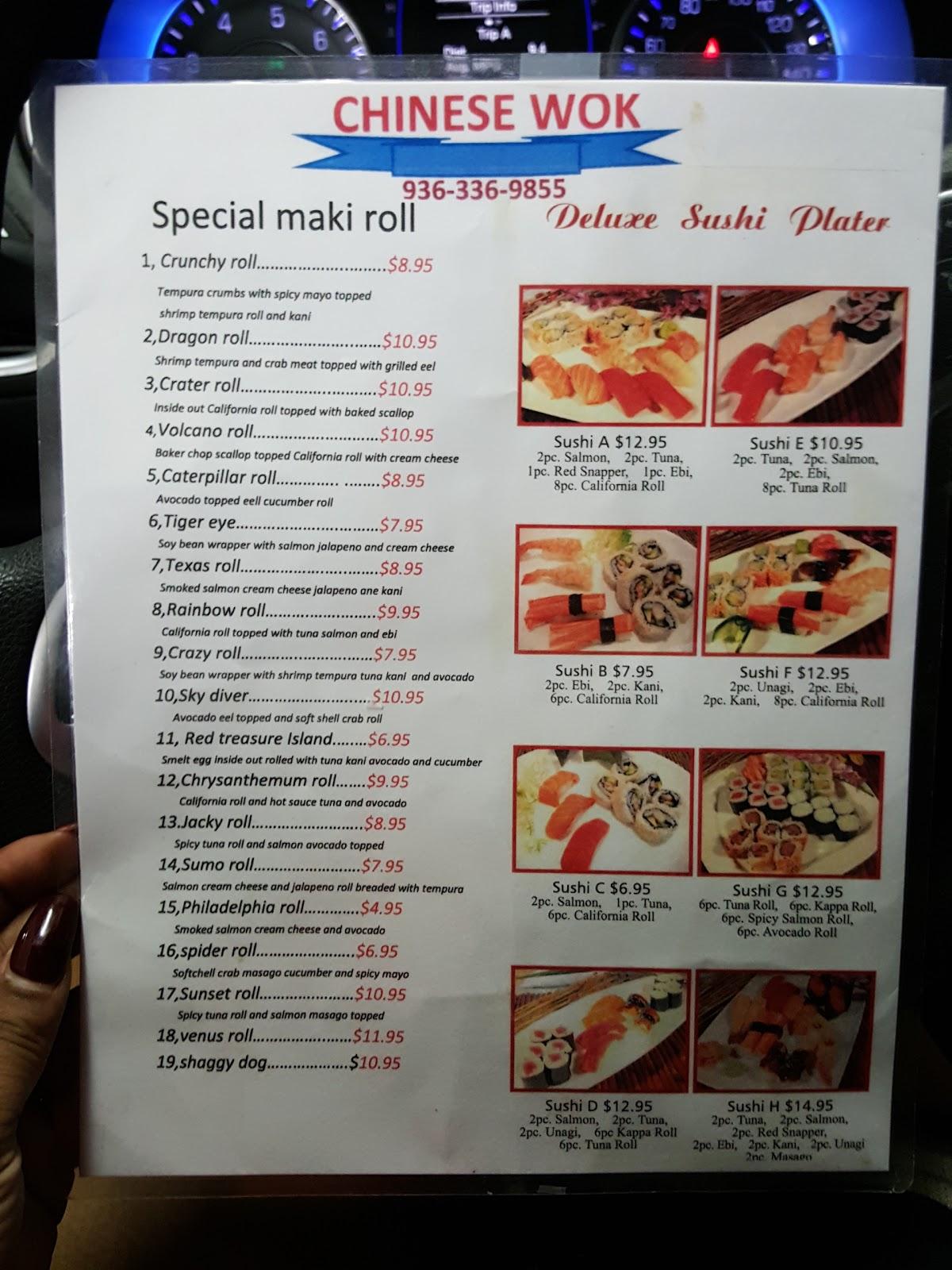 Menu at Chinese Wok restaurant, Liberty