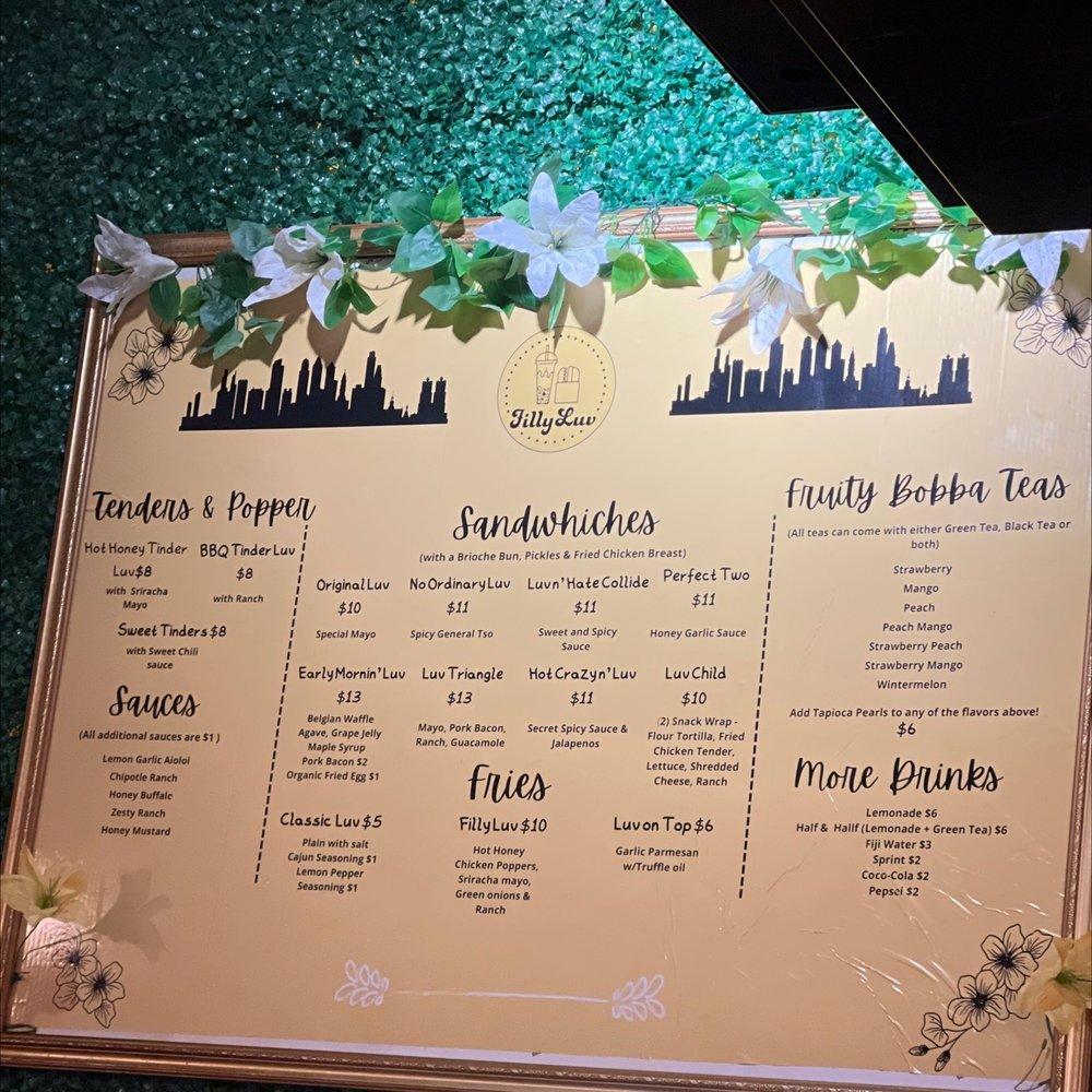 Menu at Filly Luv - The Best Fried Chicken Sandwich and Boba Tea ...
