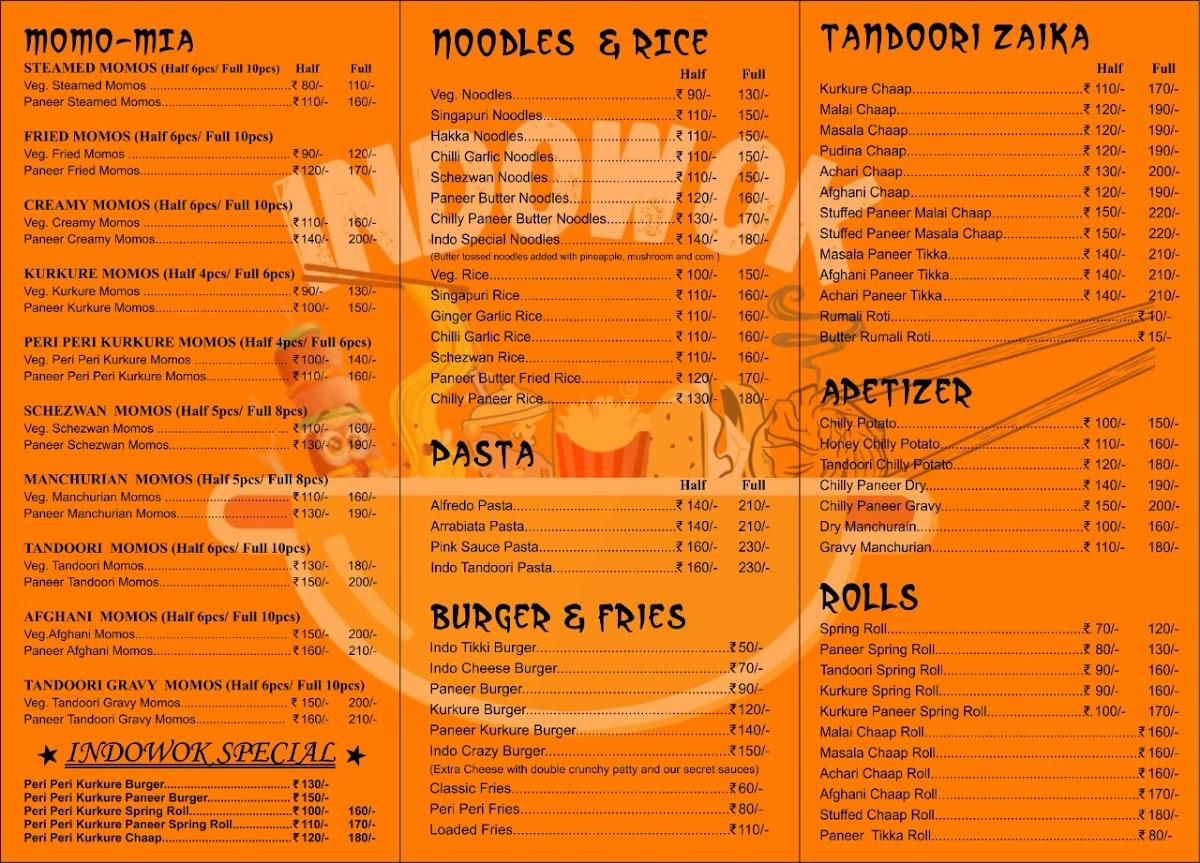 Menu at INDOWOK, New Delhi