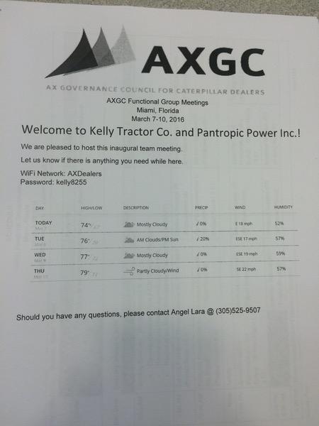 Menu at Kelly Tractor, Doral