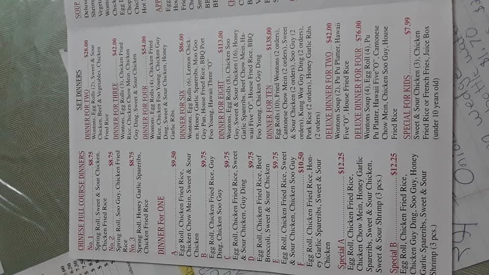Menu at New Garden Restaurant, Corner Brook