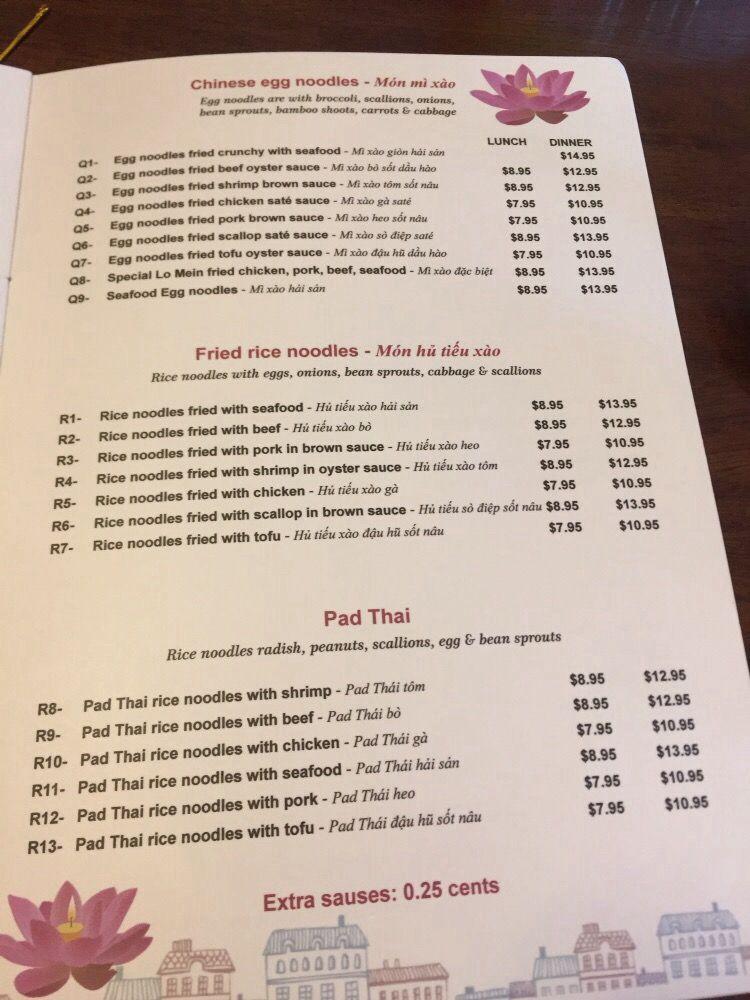 Menu at Saigon Restaurant, Portland