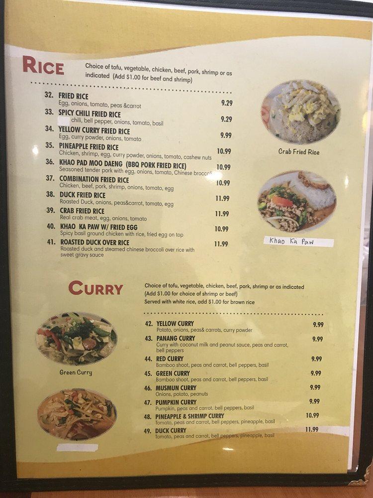 Menu at Thai Hachapi restaurant, Tehachapi