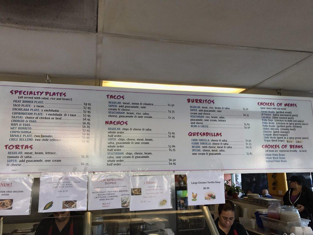 Menu at Chunky's Taqueria & Grill restaurant, Petaluma