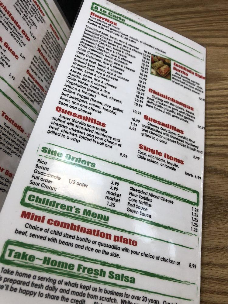 Menu at Marian's Méxican Restaurant, Fresno