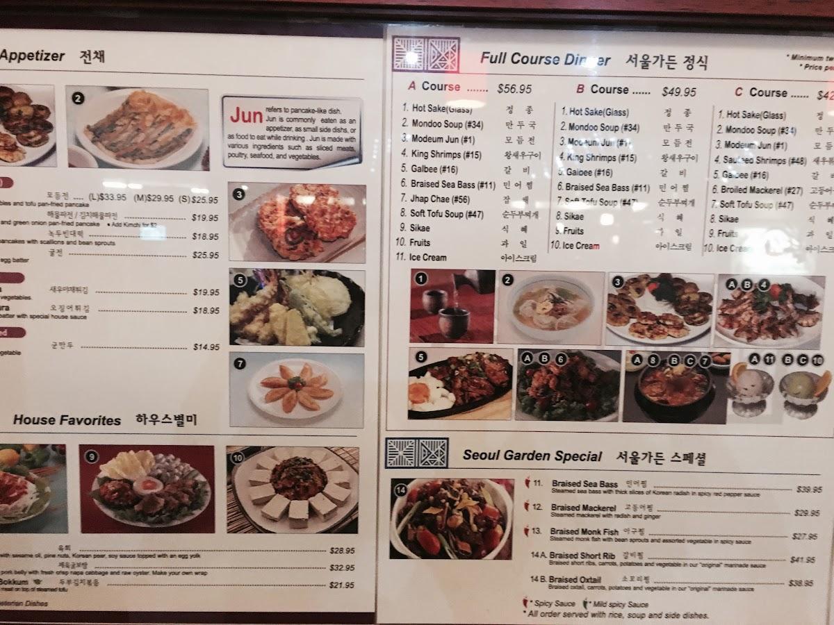 Menu at Seoul Garden BBQ, San Francisco, Post St