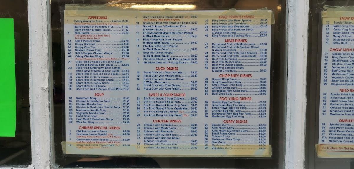 Menu at Silver Moon fast food, Kirkby Lonsdale