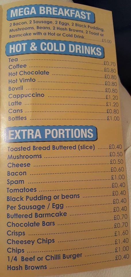 Menu at Sizzlers fast food, Chorley