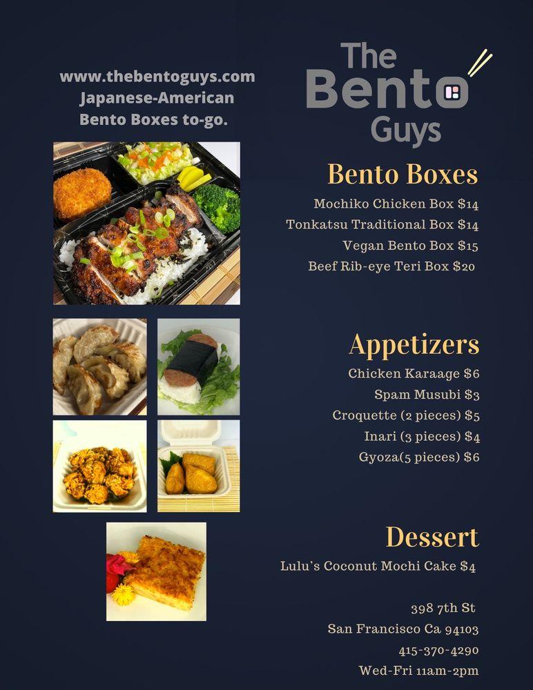 Menu at The Bento Guys restaurant, San Francisco