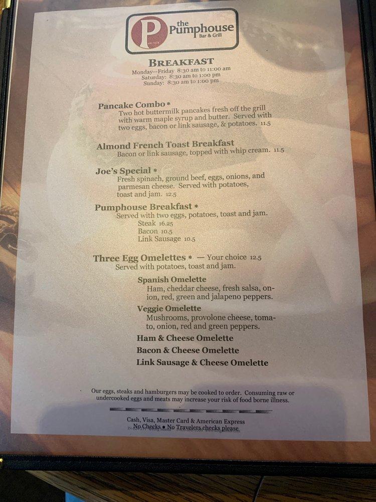 Menu at The Pumphouse Bar & Grill, Bellevue