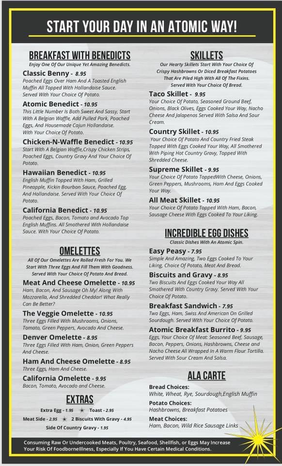 Menu at Atomic Star Tavern pub & bar, Mankato