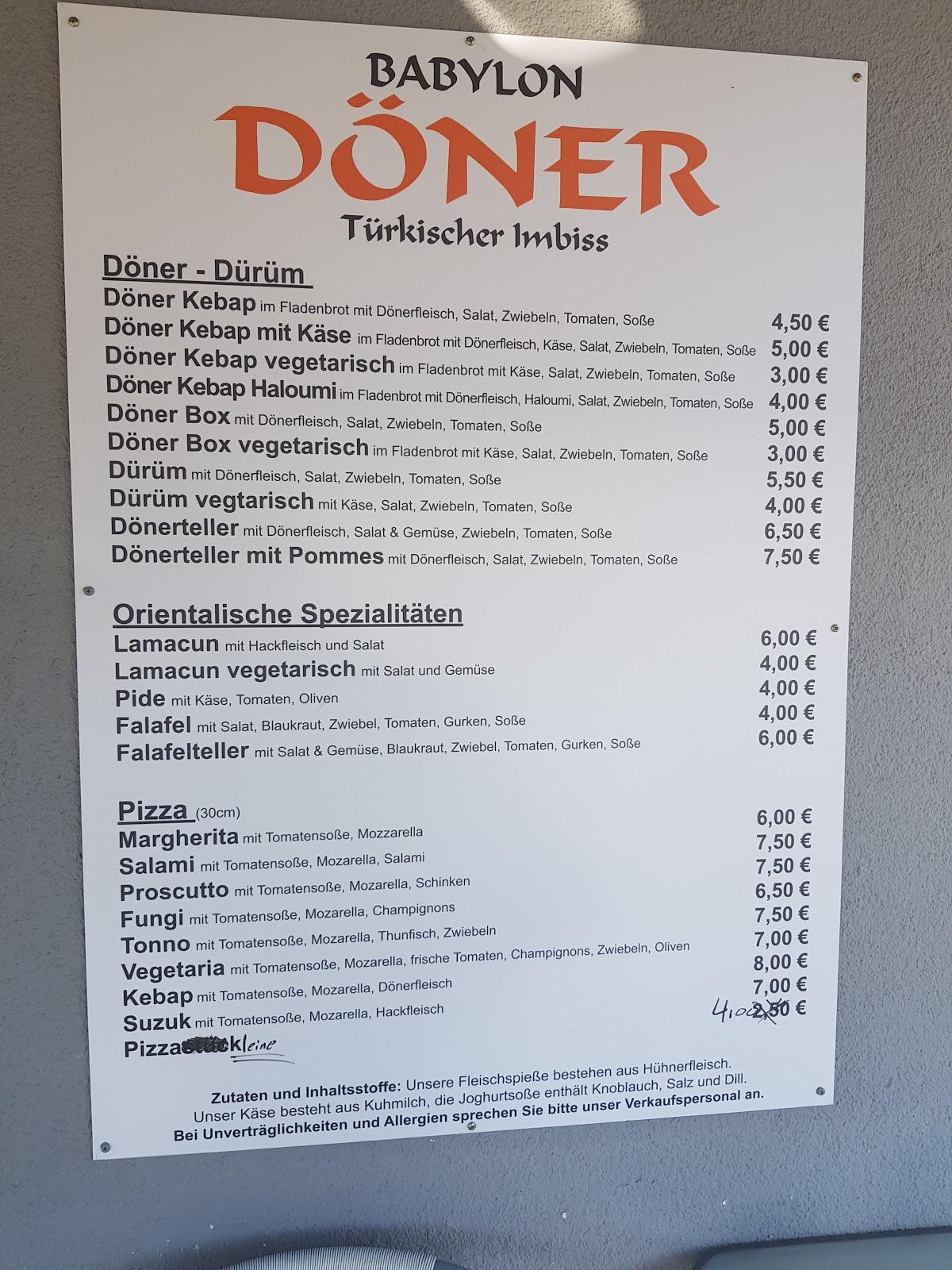 Speisekarte von Babylon Döner, Salzweg