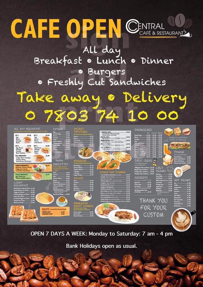 Menu at Central Coffee Shop and Restaurant, Croydon