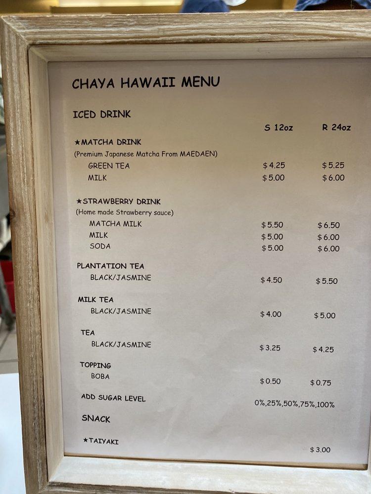Menu at Chaya Hawaii pub & bar, Honolulu