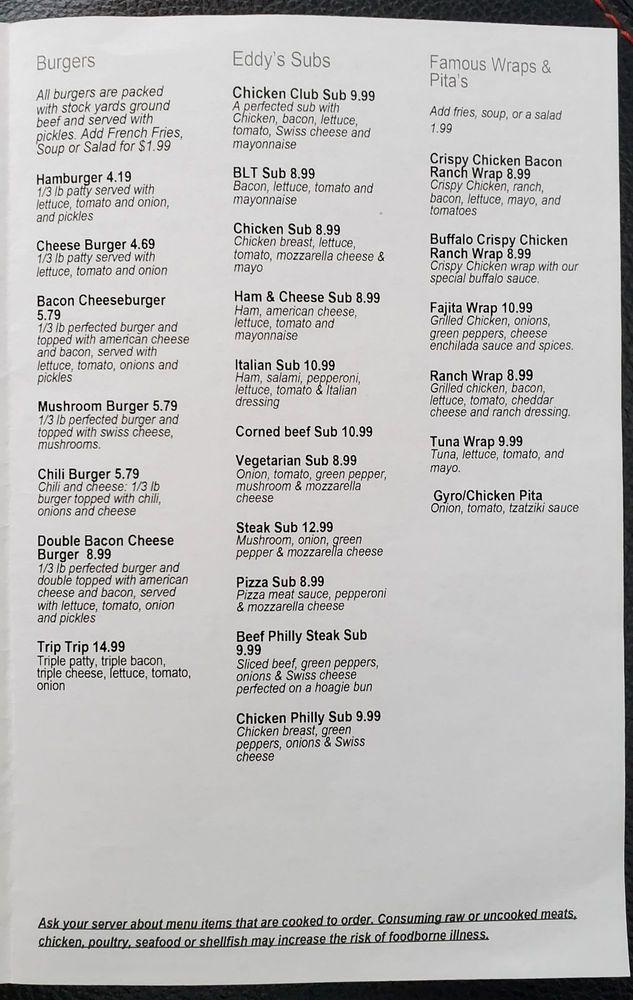 Menu at Eddy's Family Restaurant, Monroe