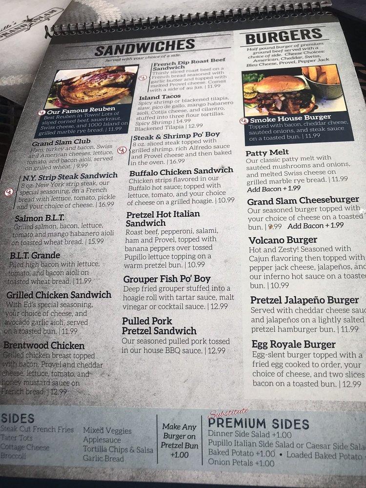 Menu at Grand Slam Restaurant & Bar, Fenton