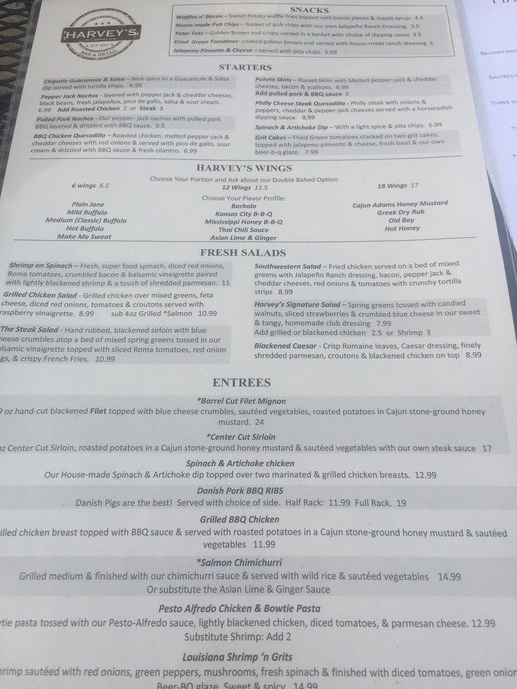 Menu at Harvey's pub & bar, Cornelius, N Cove Rd