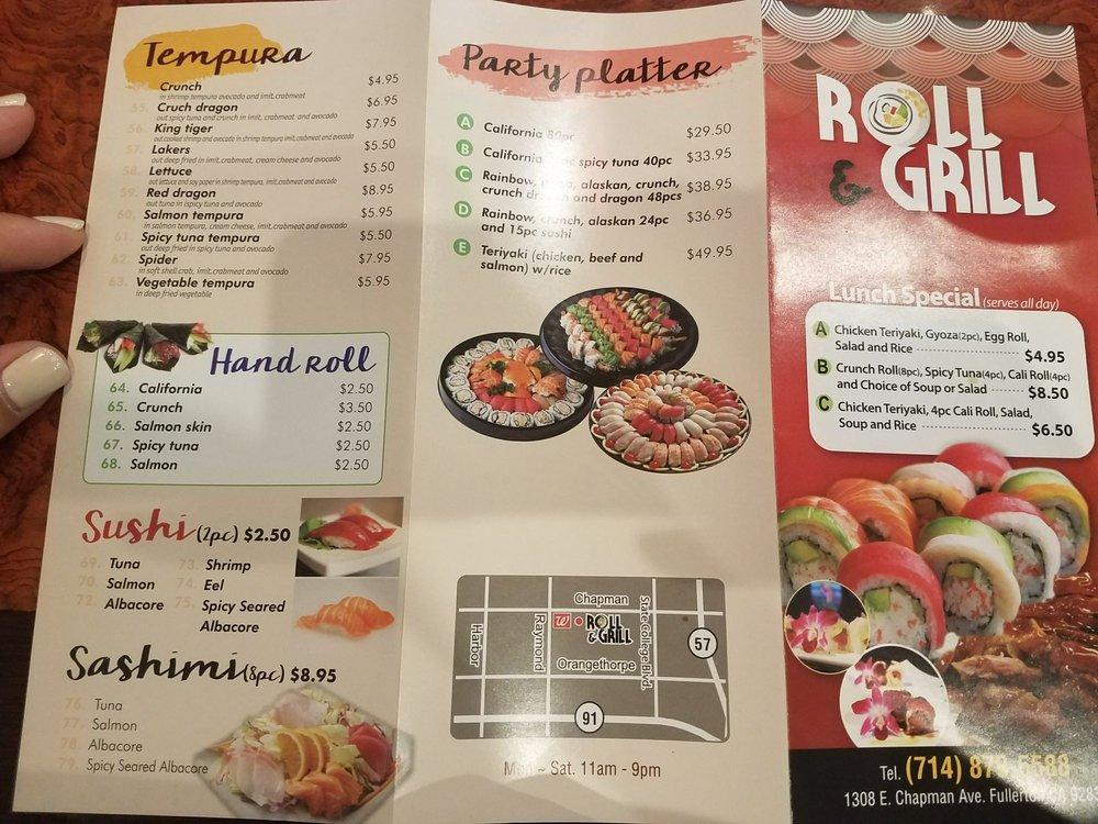 Menu at Roll & Grill restaurant, Fullerton