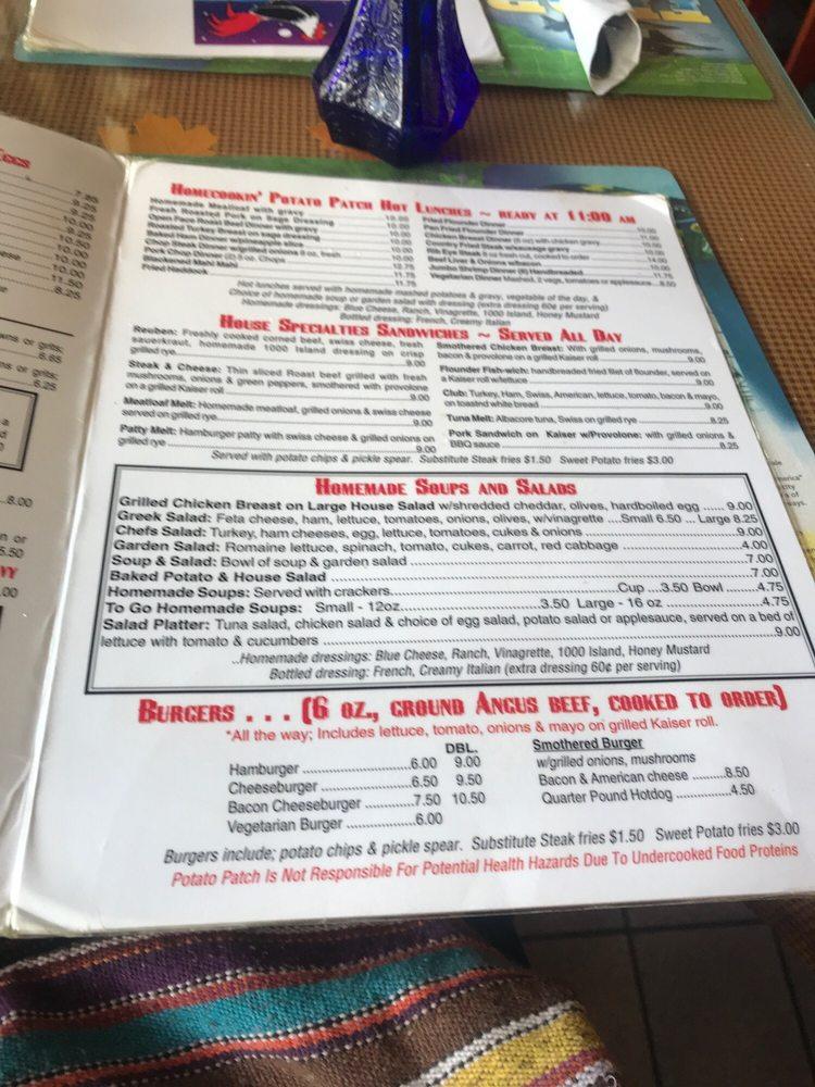 Menu at Doug & Lil's Potato Patch restaurant, DeLand