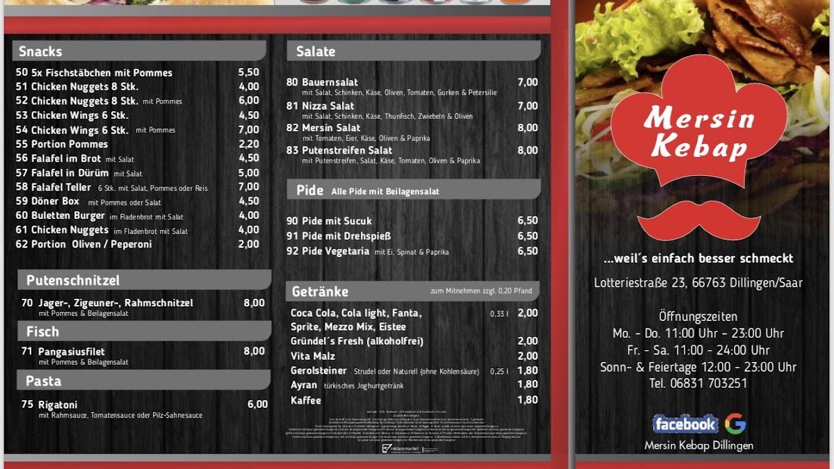 Speisekarte von Mersin Kebap restaurant, Dillingen/Saar