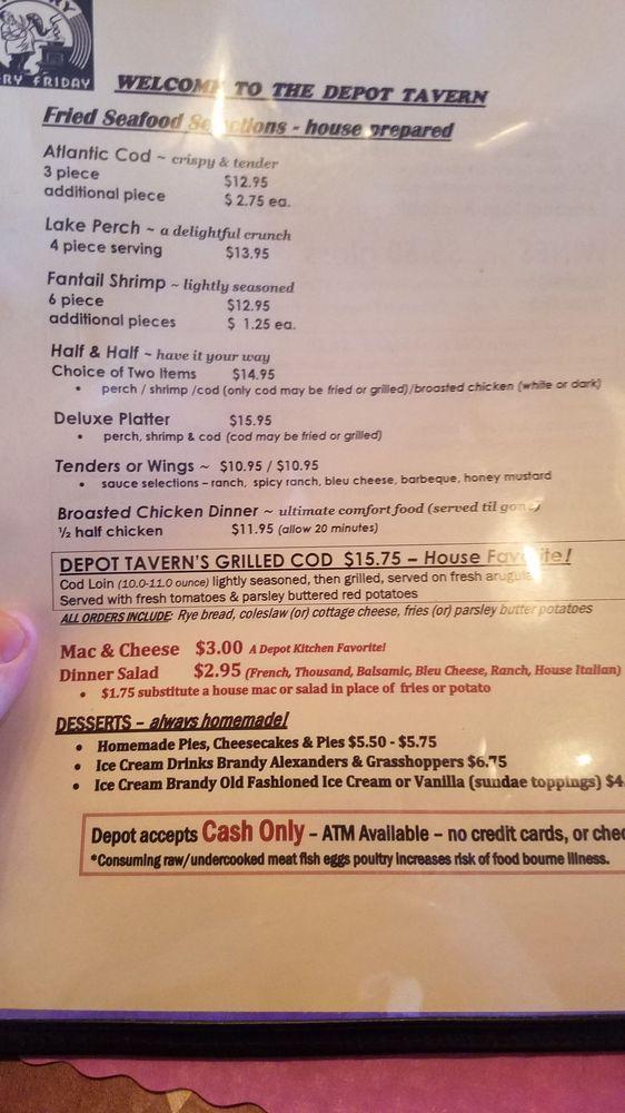 Menu at The Depot Restaurant & Tavern, Caledonia