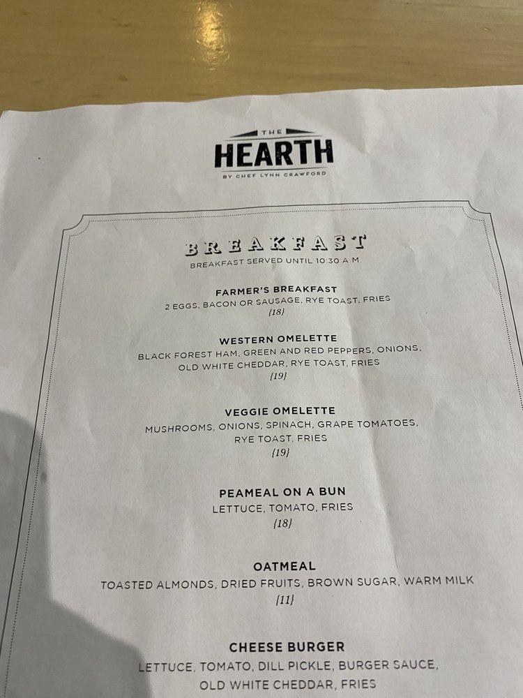 Menu at The Hearth restaurant, Mississauga, 5980 Airport Rd
