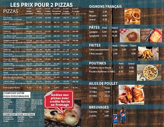 Menu at Toujours 2 Pour 1 Pizza pizzeria, Québec City, 356 Rue Dorchester