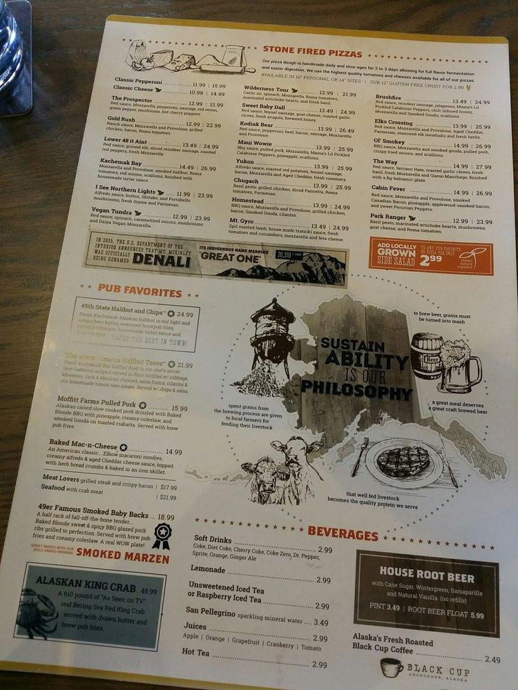 Menu at 49th State Brewing - Anchorage steakhouse, Anchorage
