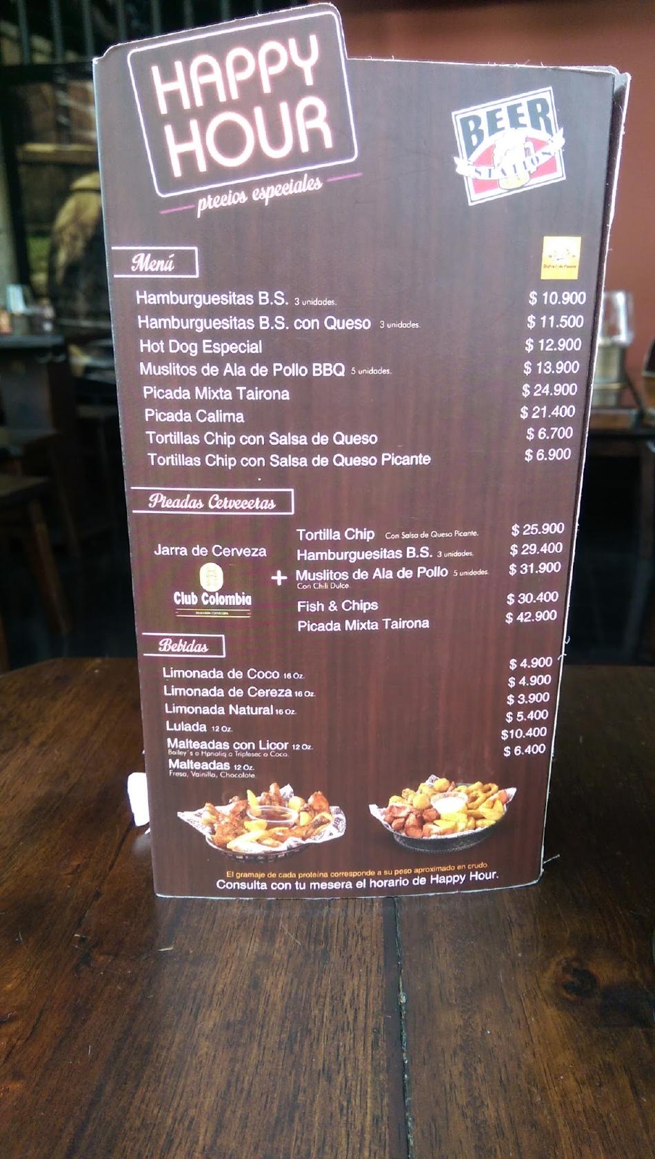 Carta del pub y bar Beer Station - Calle 116 BOGOTA, Bogotá, Av. Pepe ...