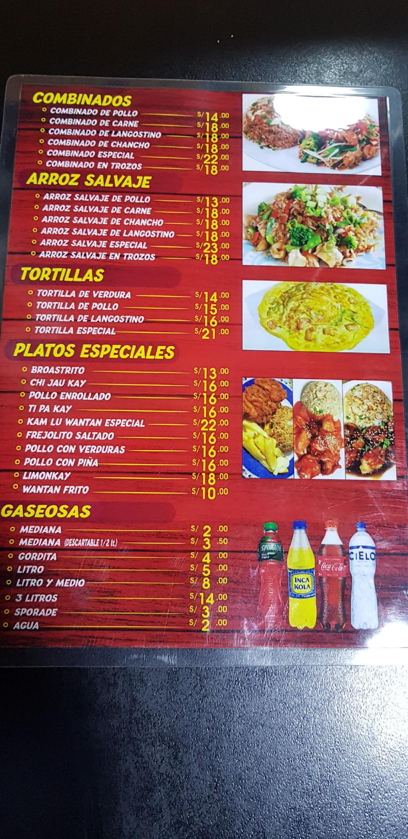 Menu at Caldo de gallina - Chifa "El Sabrosito" restaurant, Chorrillos