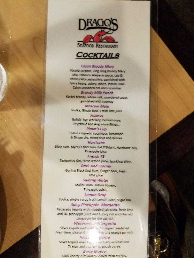Menu at Drago's Seafood Restaurant - Jackson, Jackson