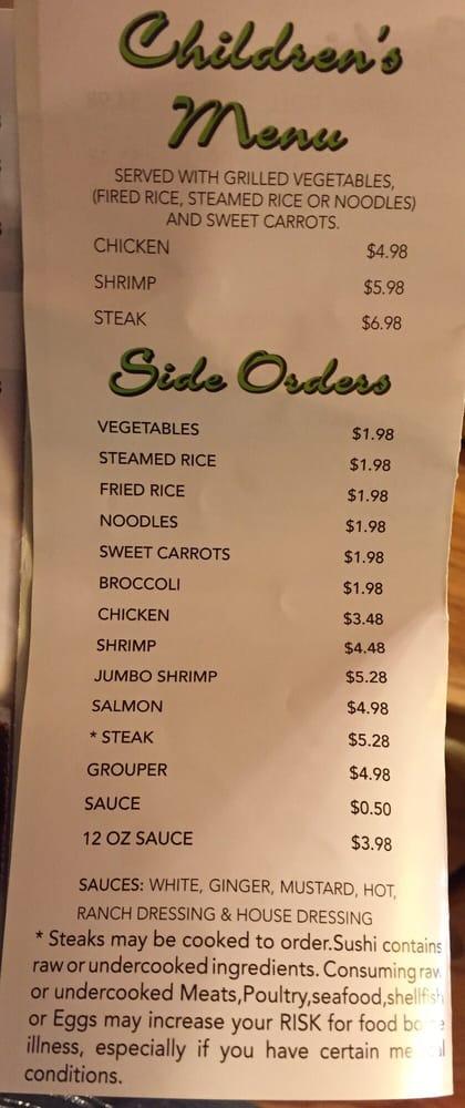 Menu at Kaze Japanese Grill restaurant, Walkertown