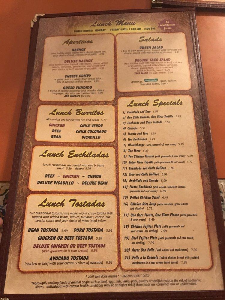 Menu at Nelly's Mexican Food restaurant, Saint Joseph, SE U.S. Hwy 169