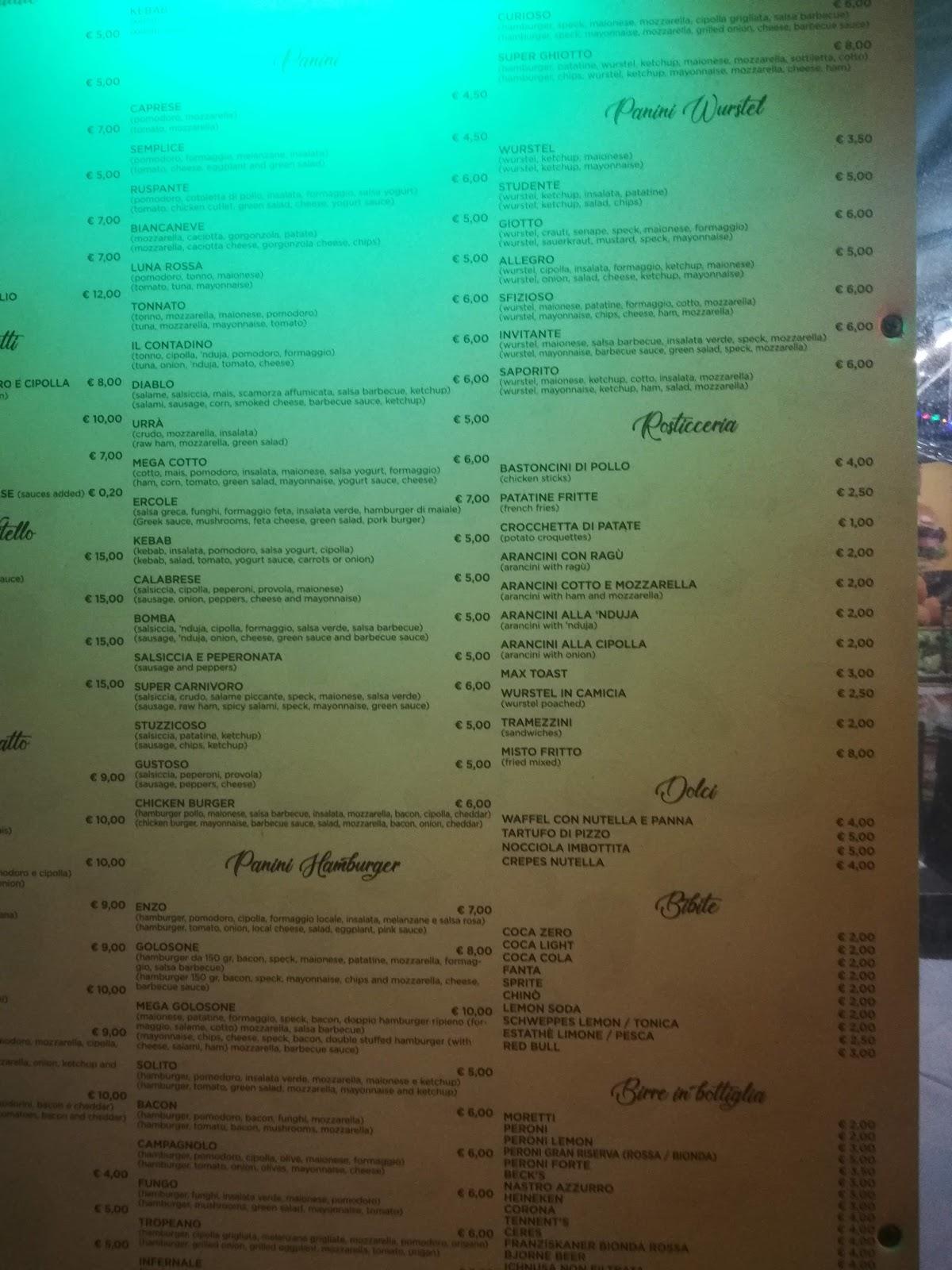 Menu at Paninoteca Da Enzo pub & bar, Tropea
