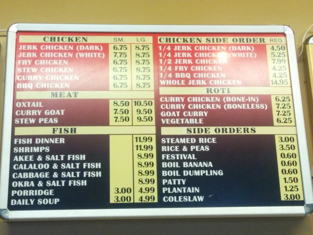 Menu at Potluck Caribbean Cuisine restaurant, Mississauga, Meadowvale ...