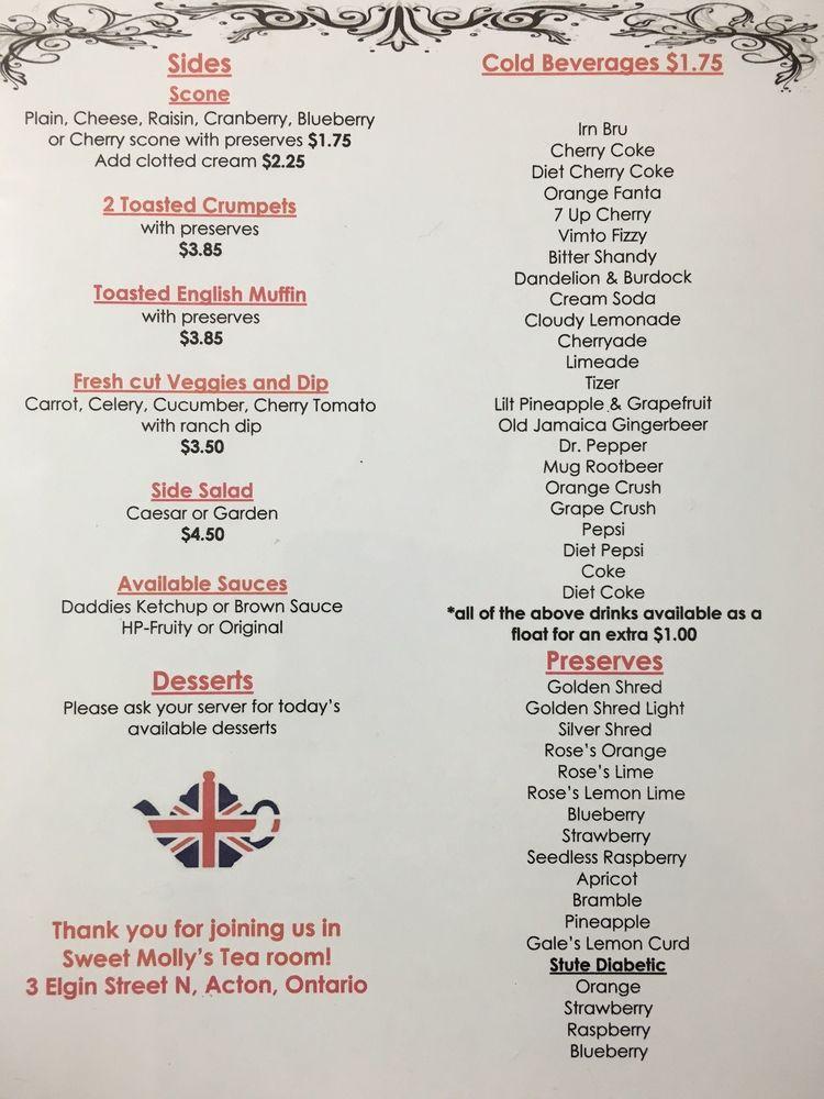 Menu at Sweet Molly's British Shop & Bakery, Acton, 352 Queen St #4