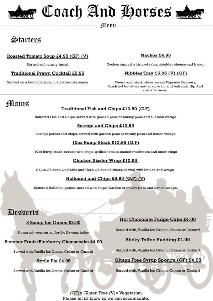 Menu at The Coach & Horses pub & bar, Itchen Valley